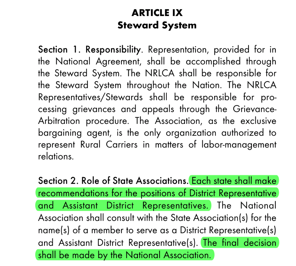 NRLCA Constitution §9.2.png | Rural Mail Talk